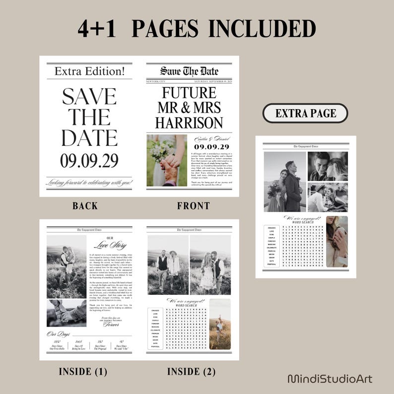 Engagement Announcement Newspaper Template: Printable Save the Date ...