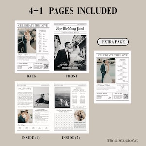 Wedding Newspaper Template With Photo: DIY Itinerary Program (digital ...