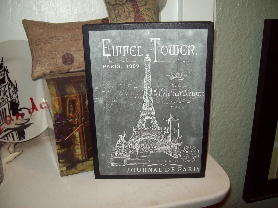 Chalkboard Look Eiffel Tower Sign, Paris Decor, Tiered Tray Decor ...