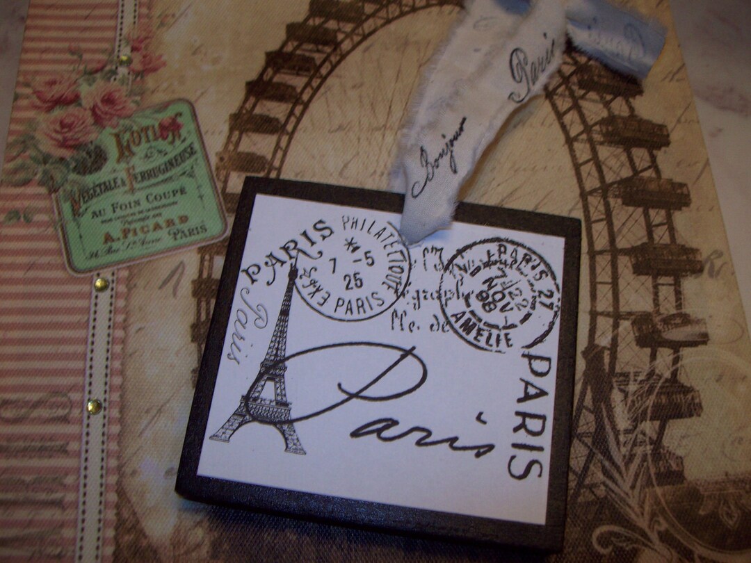 Eiffel Tower Postmarks Ornament: Shabby Chic Paris Decor - Etsy
