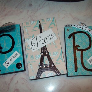 Blue Teal Paris Letter Blocks,eiffel Tower Decor,paris Theme,paris ...