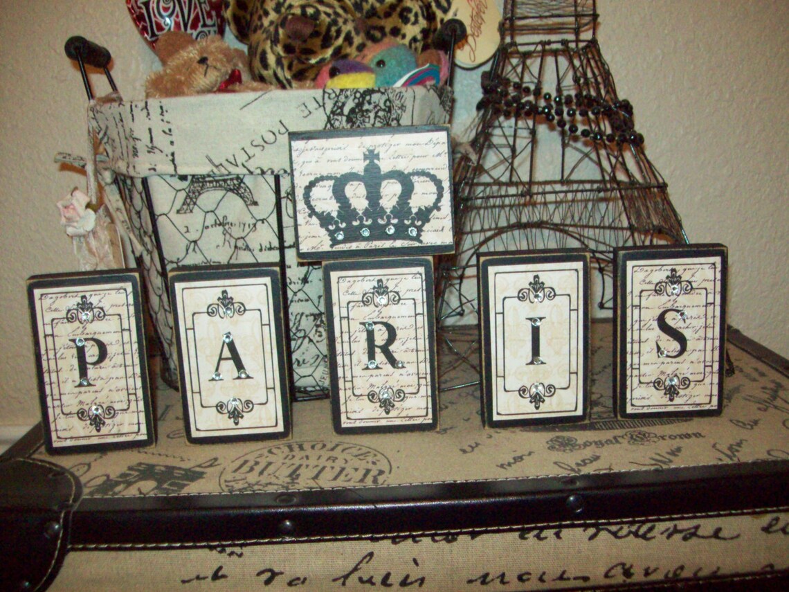 Small Paris Letter Blocks Light Cream Crown Paris Theme - Etsy