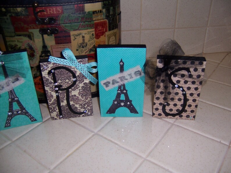 Turquoise Cream Black Paris Letter Blocksparis Decorparis - Etsy