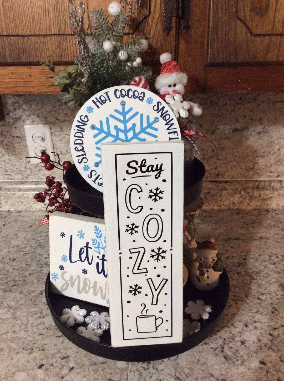 Winter Signs, Cozy Sign, Tiered Tray Decor, Snowflakes, Winter Decor - Etsy