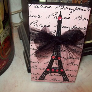 Pink Eiffel Tower Block Sign: Paris Bedroom Decor (6x3.5 Inches) - Etsy