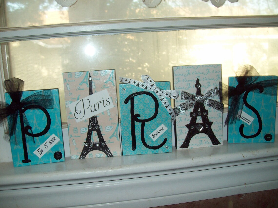 Blue Teal Paris Letter Blockseiffel Tower Decorparis | Etsy