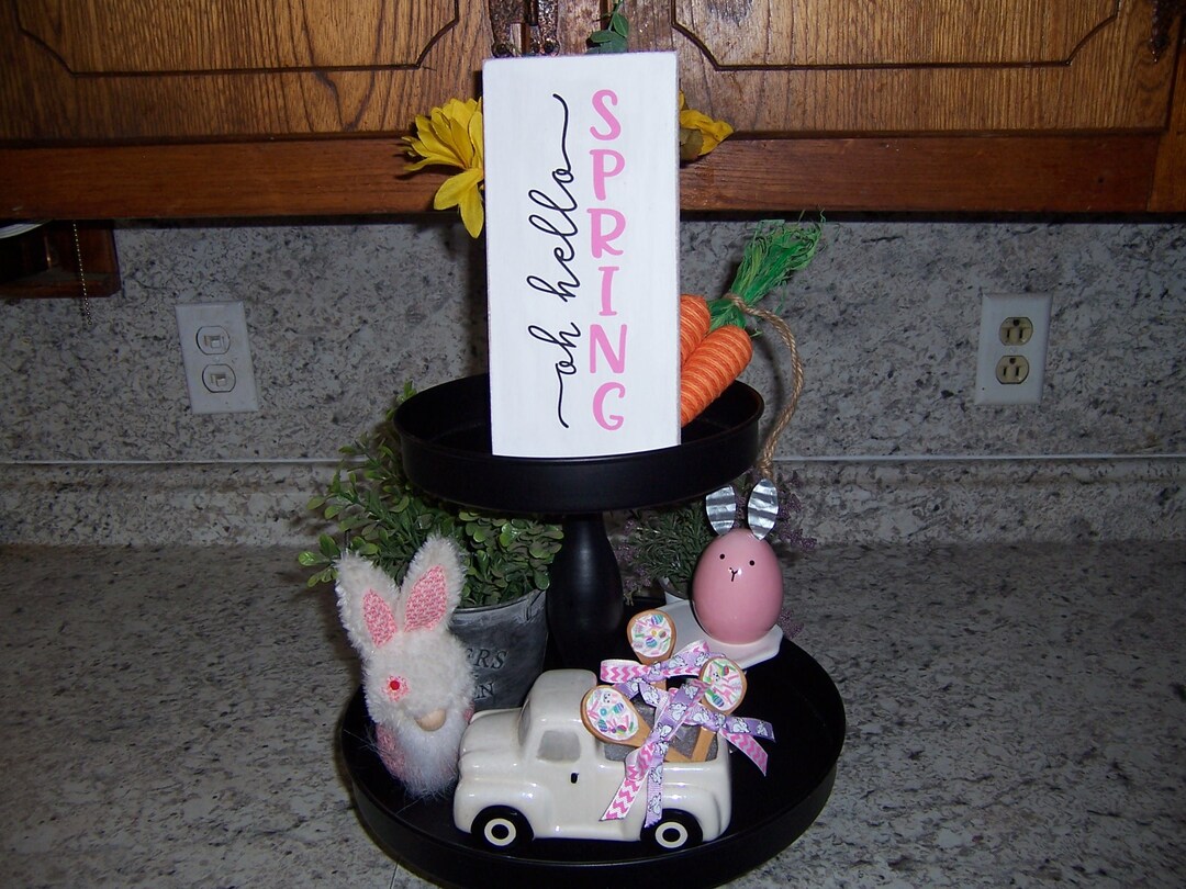 Easter Tiered Tray, Mini Easter Spoons, Tiered Tray Decor, Easter Decor ...