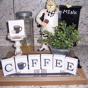Coffee Blocks, Coffee Signs, Kitchen Tray Decor, Farmhouse Coffee Bar ...