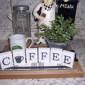 Coffee Blocks, Coffee Signs, Kitchen Tray Decor, Farmhouse Coffee Bar ...