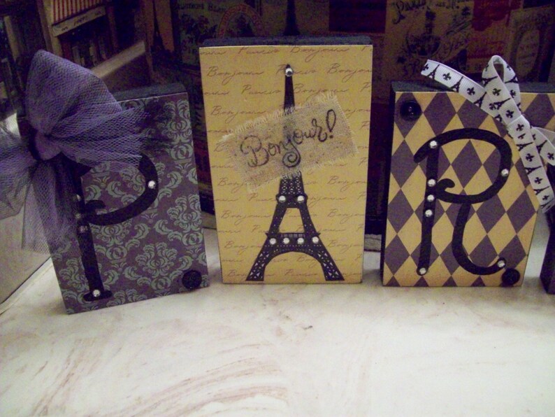 Purple PARIS Letter Blocks Paris Decor Paris Party Decor - Etsy