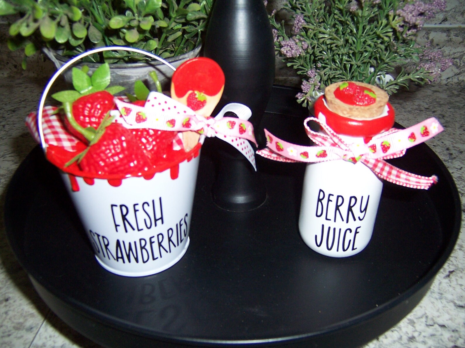 Strawberry Mini Bottle, Tiered Tray Decor, Strawberry Mini Bucket ...