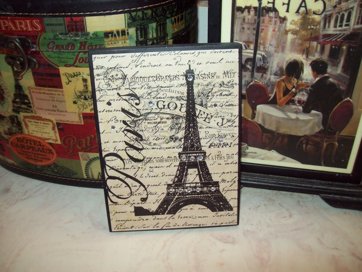 Cream Eiffel Tower Sign Paris Decor Tiered Tray Decor Paris | Etsy