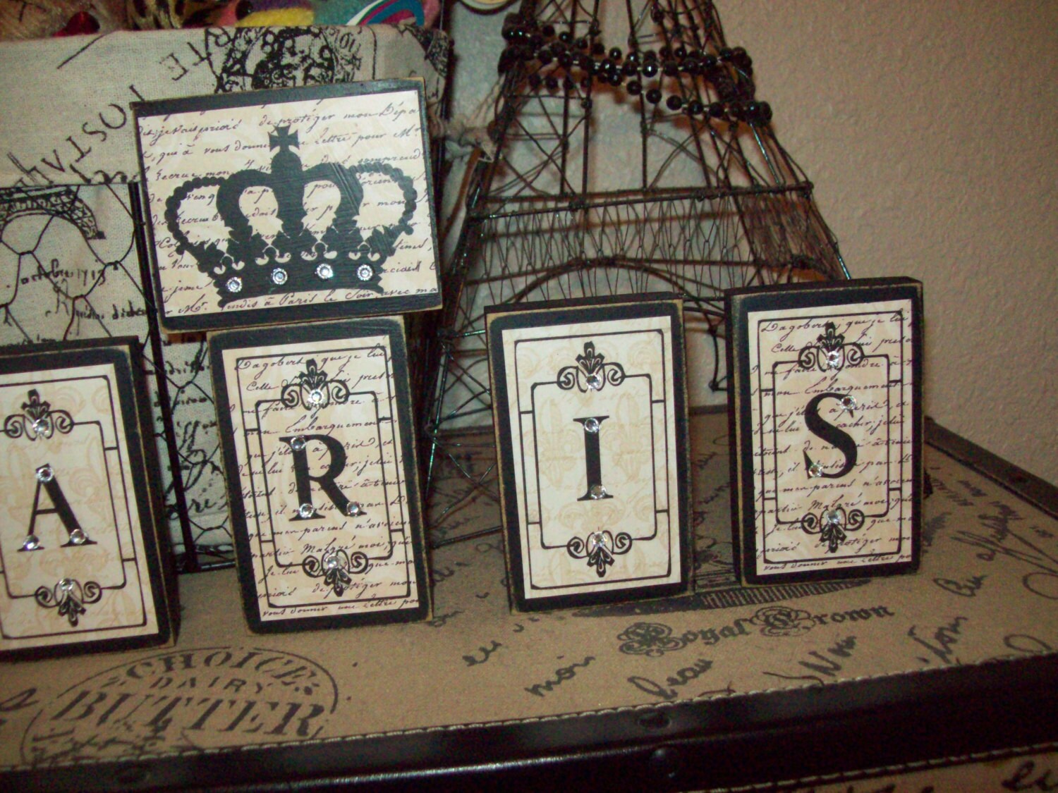 Small Paris Letter Blocks Light Cream Crown Paris Theme - Etsy