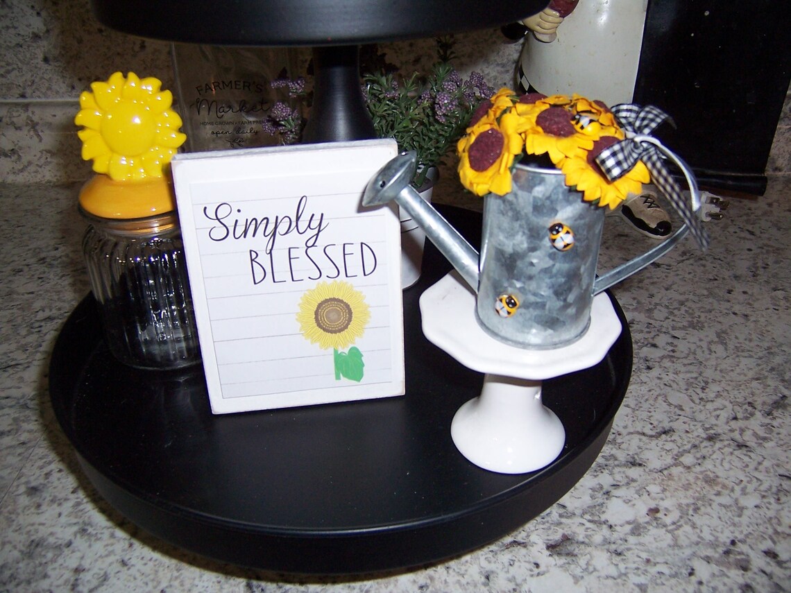 Sunflower Tiered Tray Mini Sunflower Arrangement Watering | Etsy