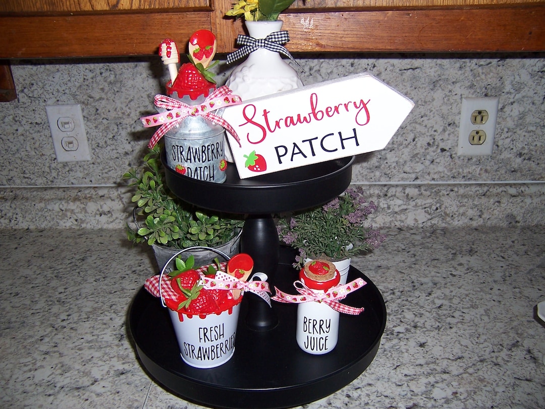 Strawberry Mini Bottle, Tiered Tray Decor, Strawberry Mini Bucket ...