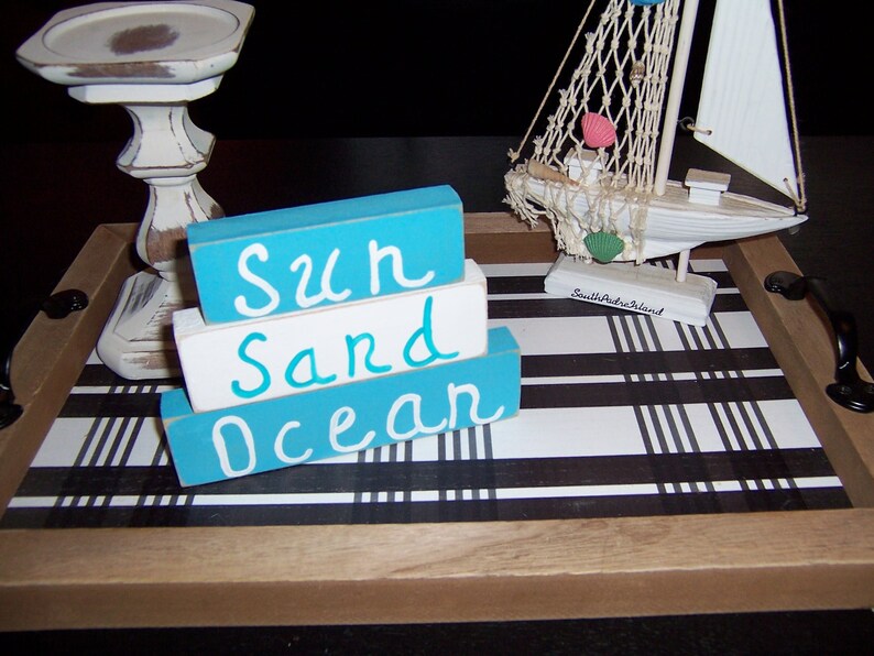 Sun Sand Ocean Signs Beach Decor Tiered Tray Decor Beach - Etsy