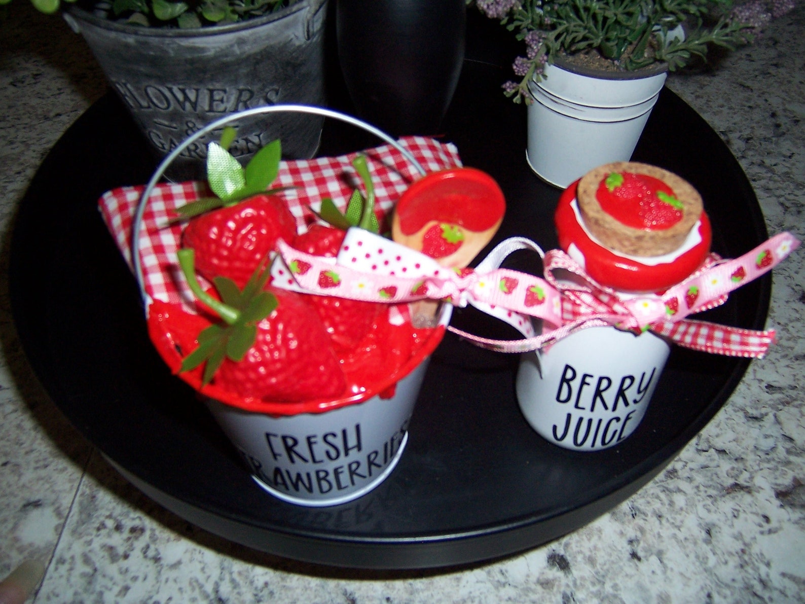 Strawberry Mini Bottle, Tiered Tray Decor, Strawberry Mini Bucket ...