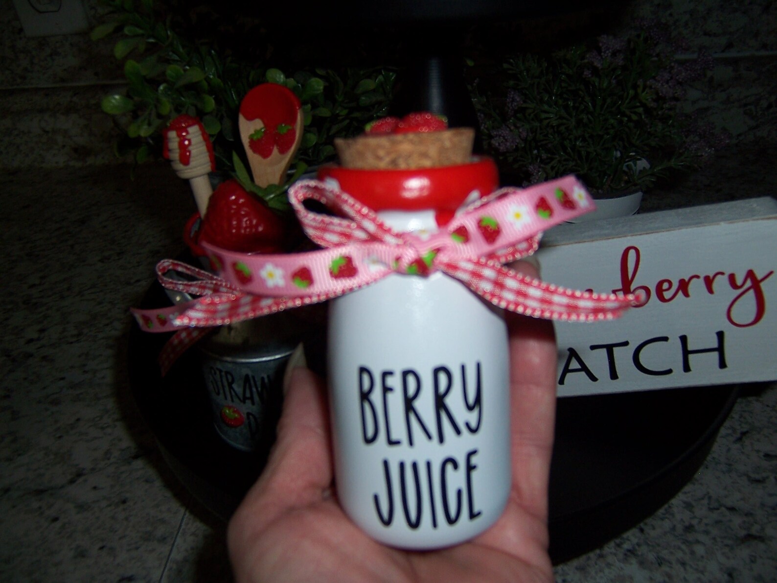 Strawberry Mini Bottle, Tiered Tray Decor, Strawberry Mini Bucket ...