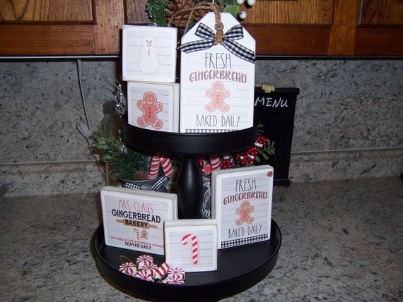 Gingerbread Signs Christmas Signs Gingerbread Tiered Tray | Etsy