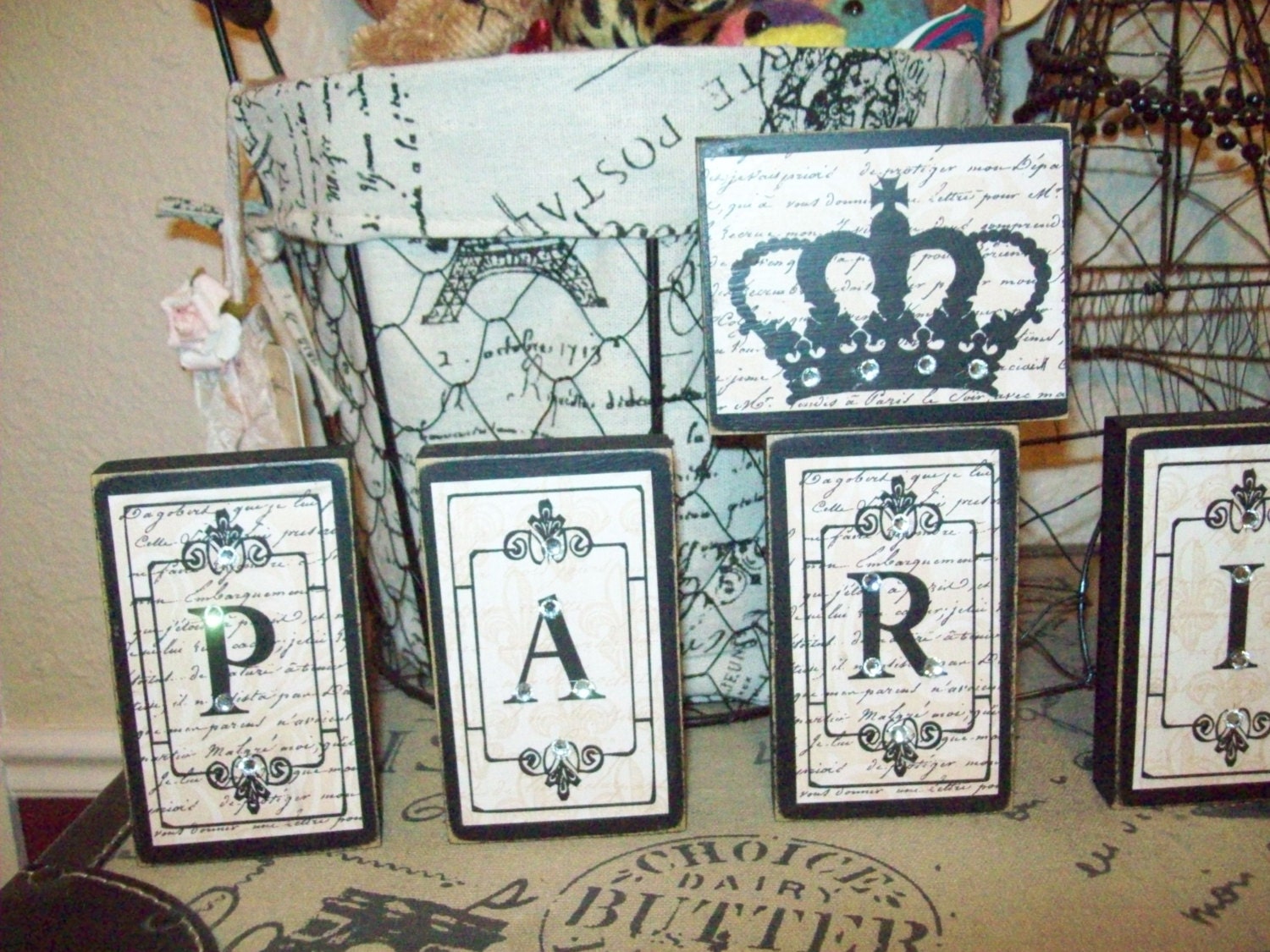 Small Paris Letter Blocks Light Cream Crown Paris Theme - Etsy