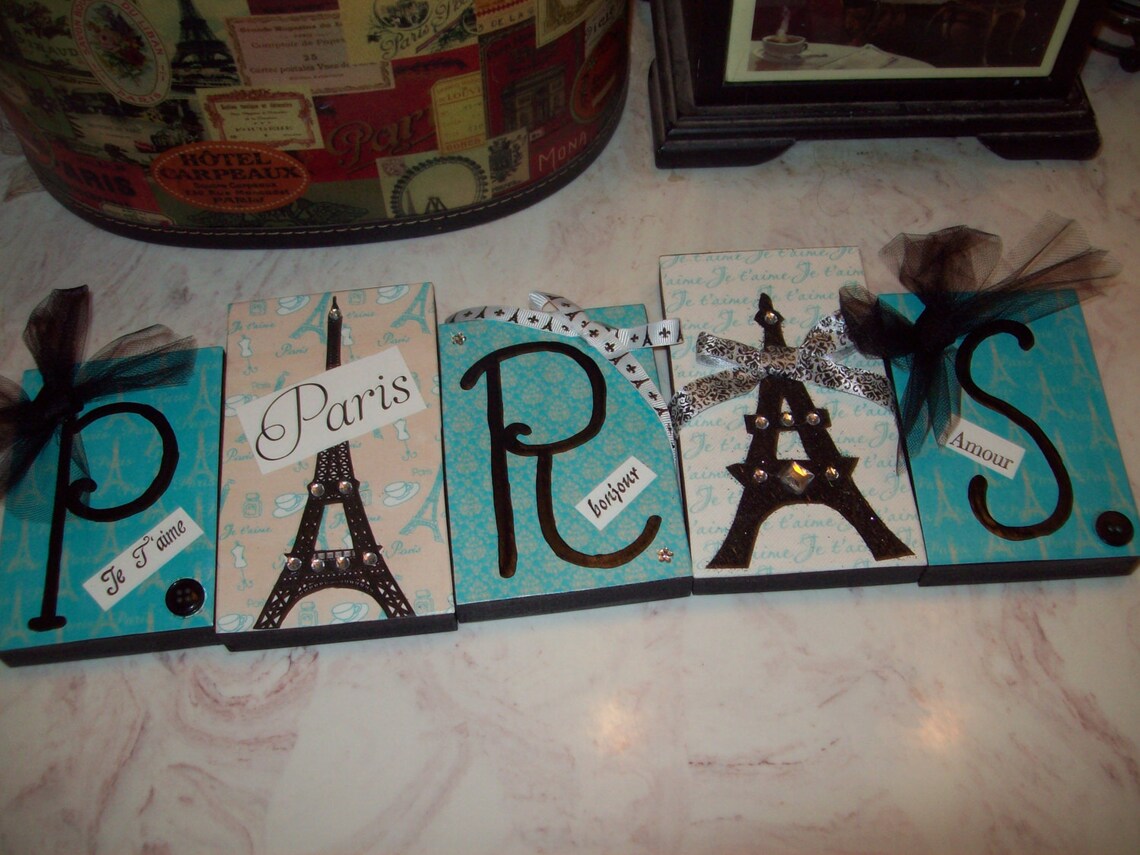 Blue Teal Paris Letter Blockseiffel Tower Decorparis | Etsy