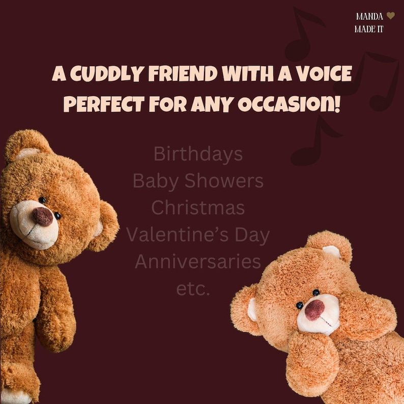 Personalized Singing Teddy Bear- Custom Teddy Bear - Birthday, Baby ...