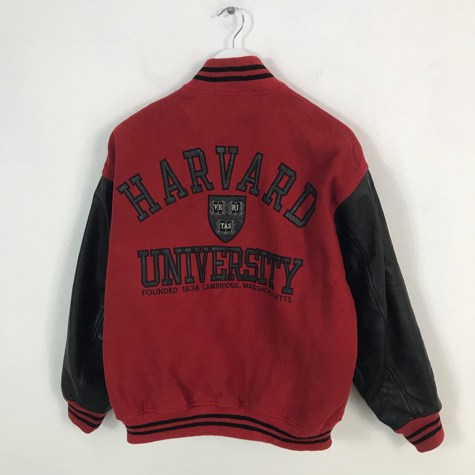 Vintage 90s Harvard University Varsity Jacket Snap Button Sleeve ...