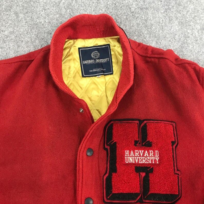 Vintage 90s Harvard University Varsity Jacket Snap Button Sleeve ...