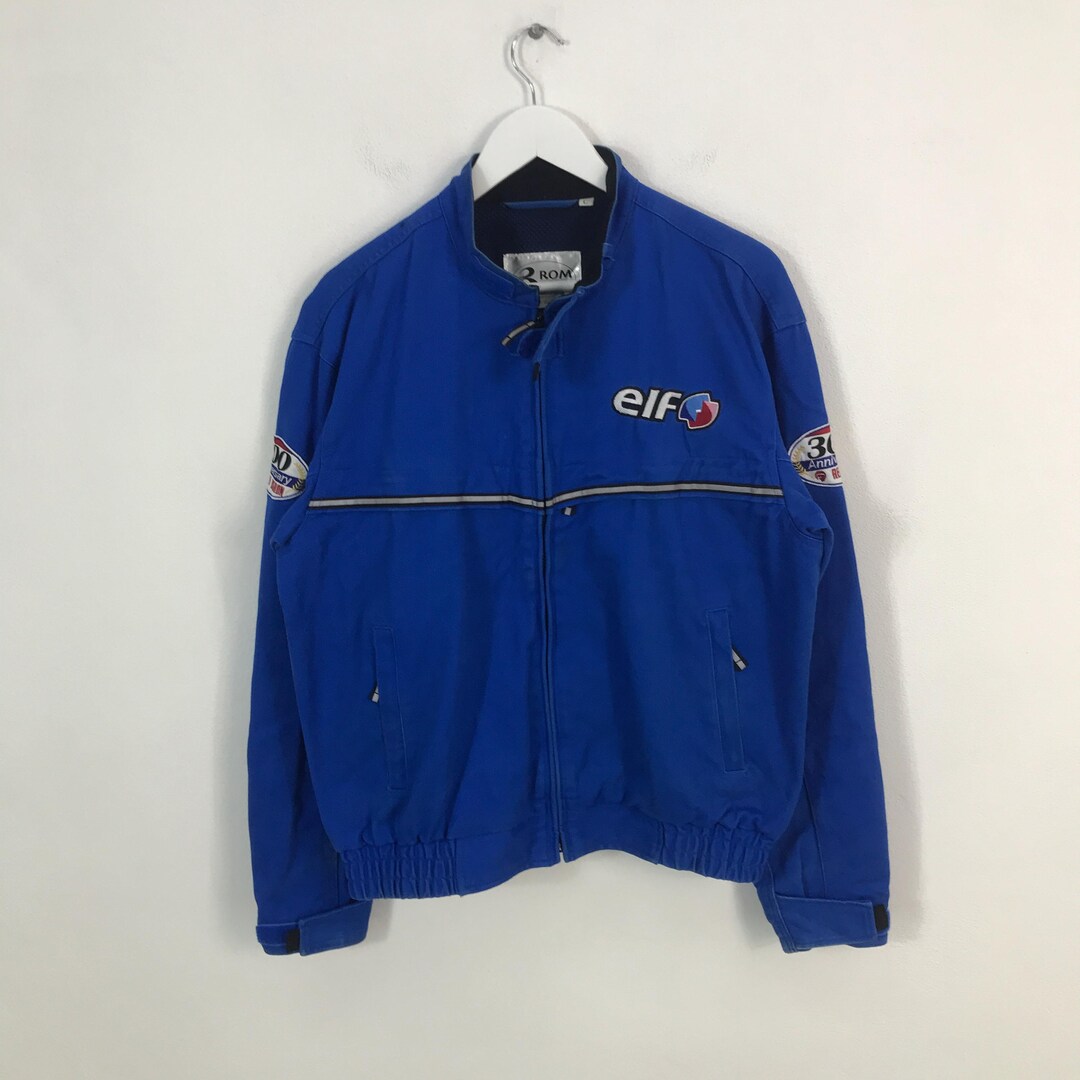 Vintage Elf Racing Blue Bomber Jacket Big Logo Elf - Etsy