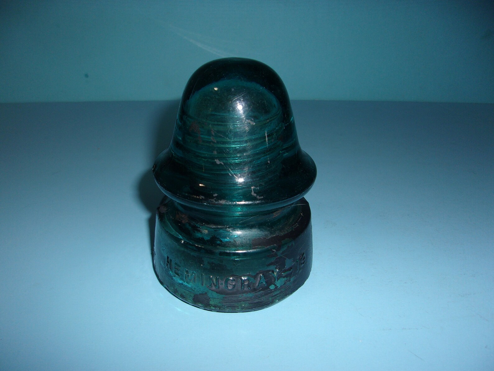 Vintage Glass Insulator, Hemingray 19, Blue Color, Electrical Insulator ...
