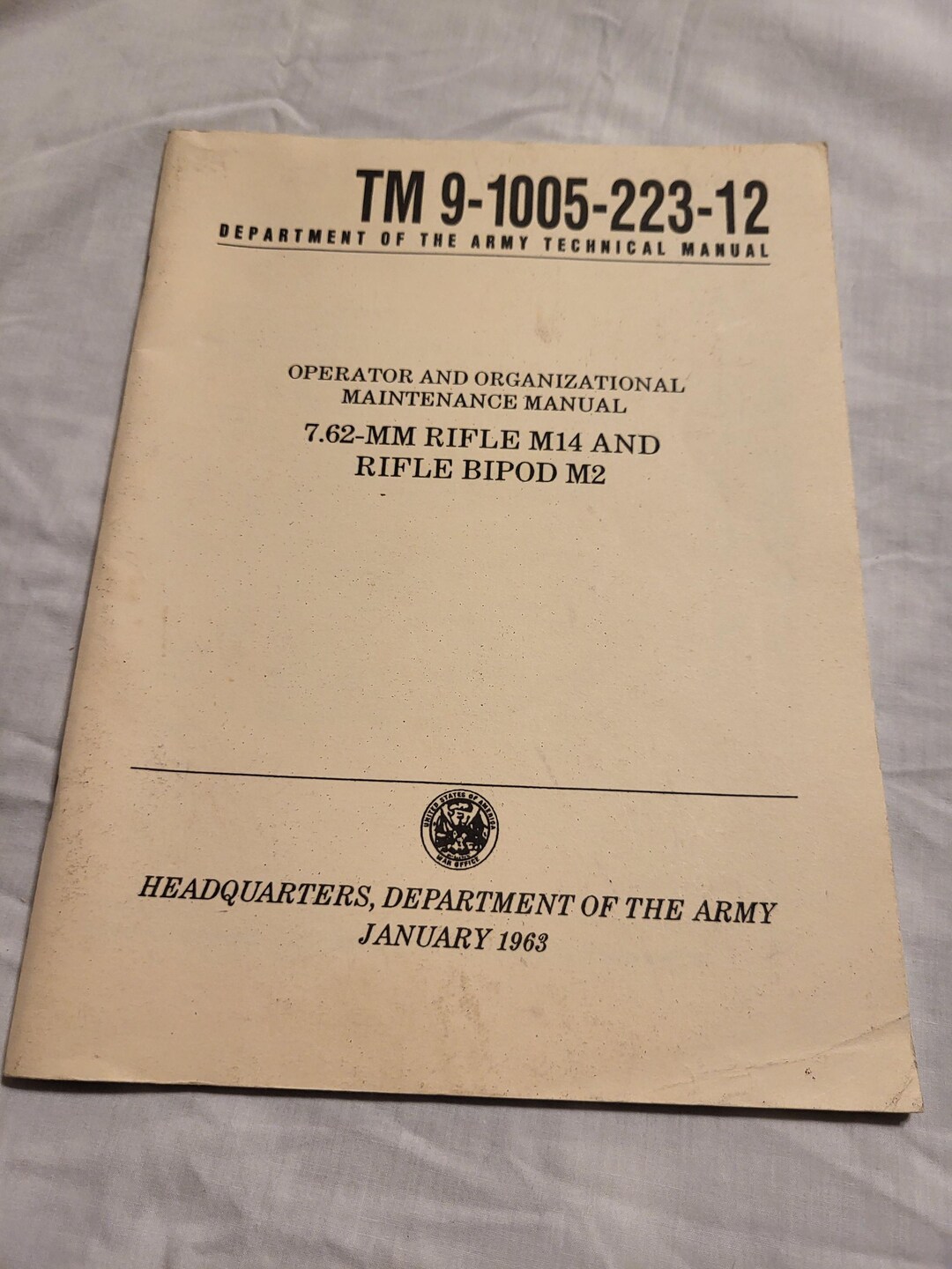 Rifle M14 and Rifle Bipod M2, Technical Manual, Vintage 1963 Softcover ...