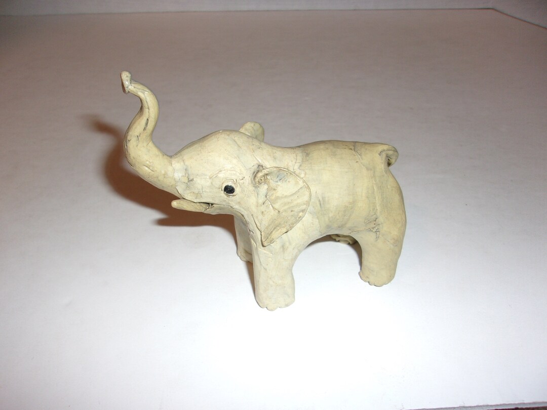 Vintage White Elephant - Plastic, Resin, Tusks, Decorative, Display ...