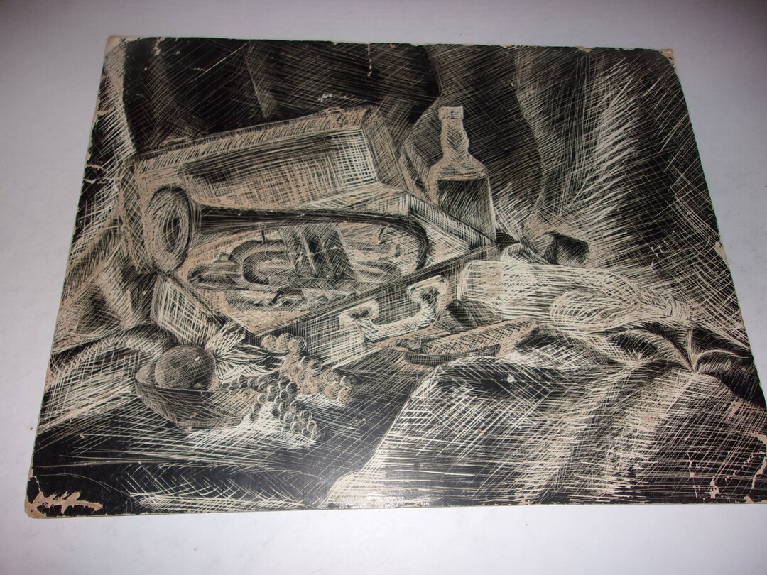 Vintage 1960's Scratch Art Trumpet in Case Shabby and Chic, Jazz, Blues ...