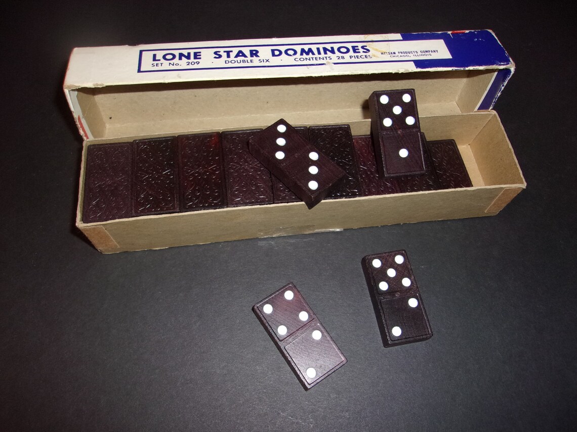 Vintage Lone Star Dominoes by Halsam in Original Box - Missing ...