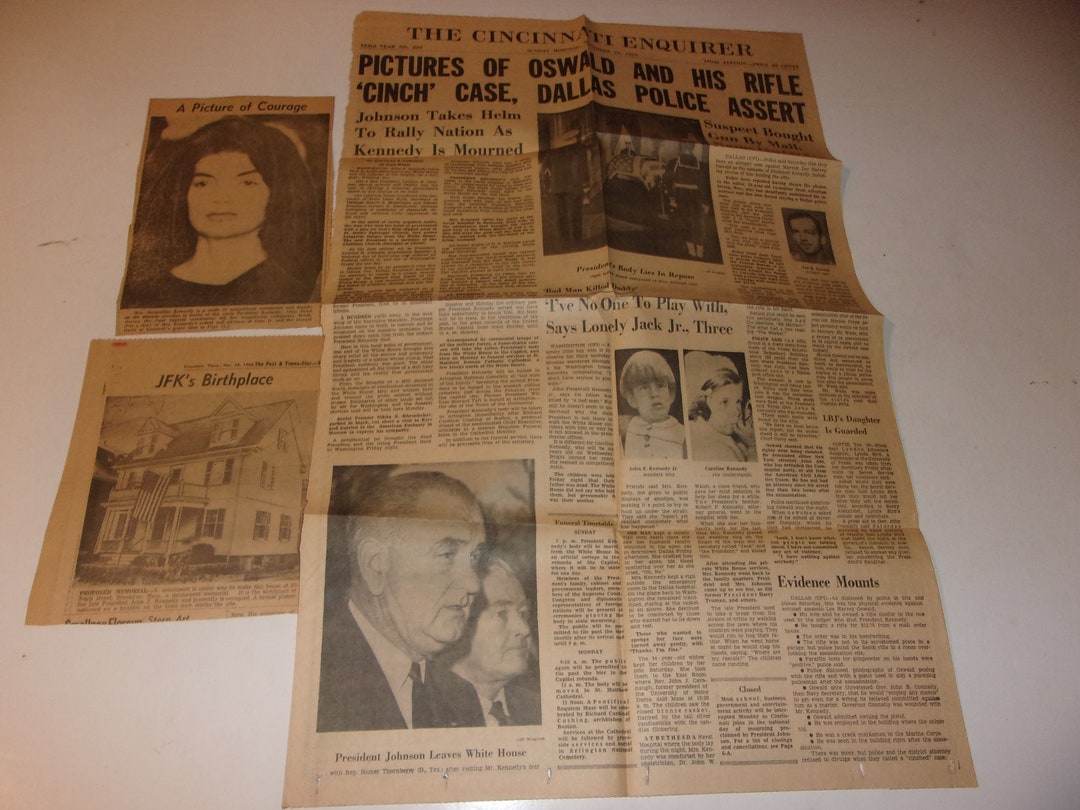 Vintage November 24, 1963 Front Page of Newspaper After Kennedy ...