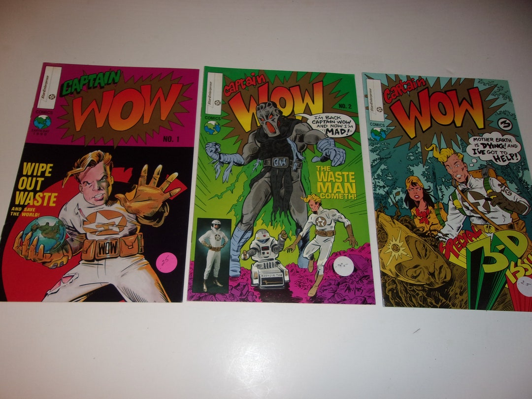 Captain WOW #1, #2 and #3 Comic Books, Earth Day. Rare-hard to Find ...