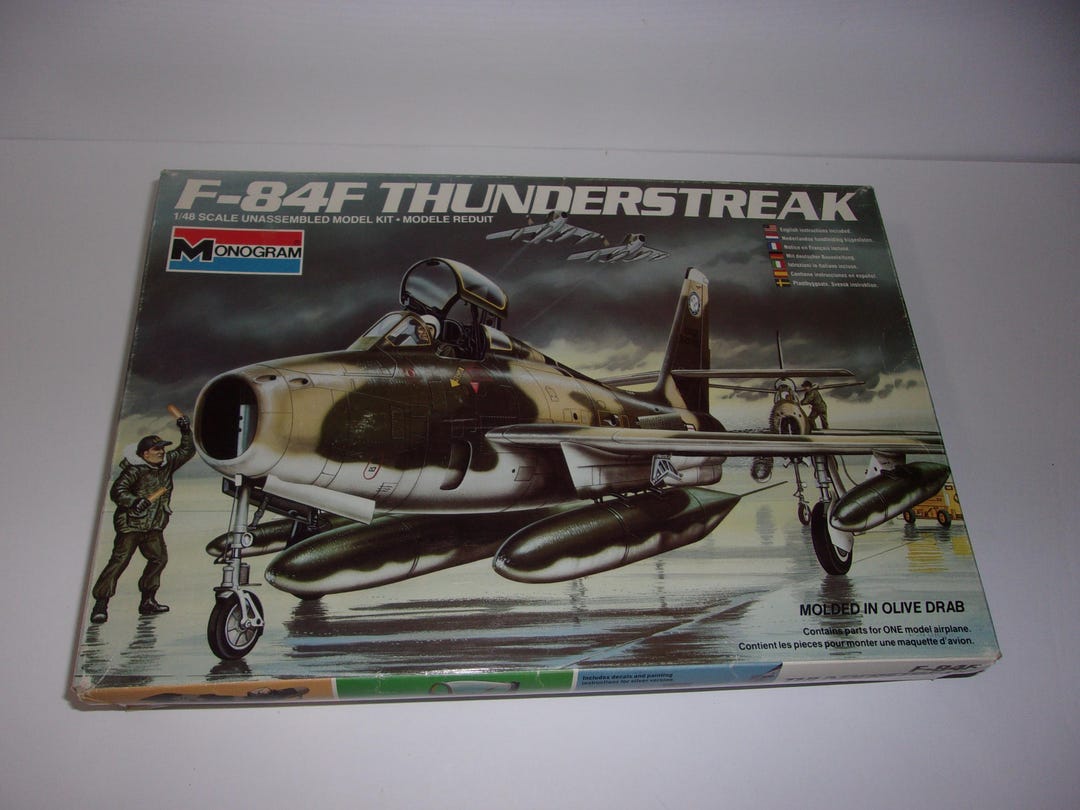 Vintage 1984 Monogram F-84F Thunderstreak, Unbuilt Model Kit, 1:48 ...