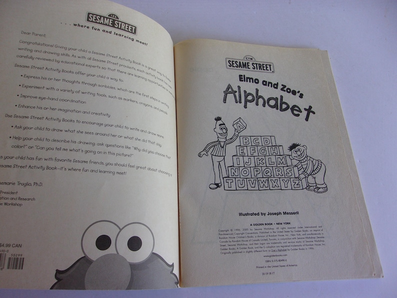 Vintage Elmo & Zoe's Alphabet Coloring Book: Sesame Street Collectible ...