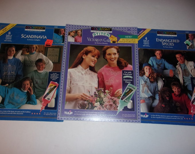 Group of New Colorpoint Paint Stitching Pattern Books, 20 Transfers ...