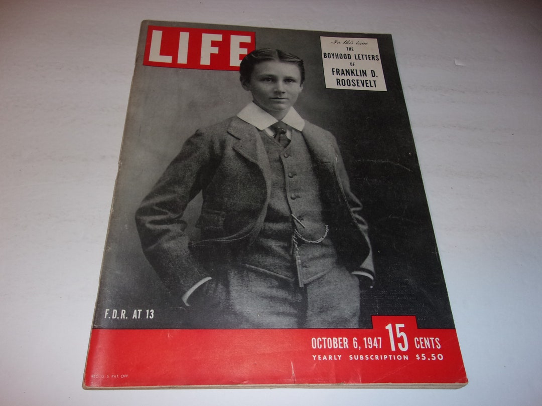 Vintage Life Magazine October 6 1947 F.D.R. at 13 Cover - Etsy