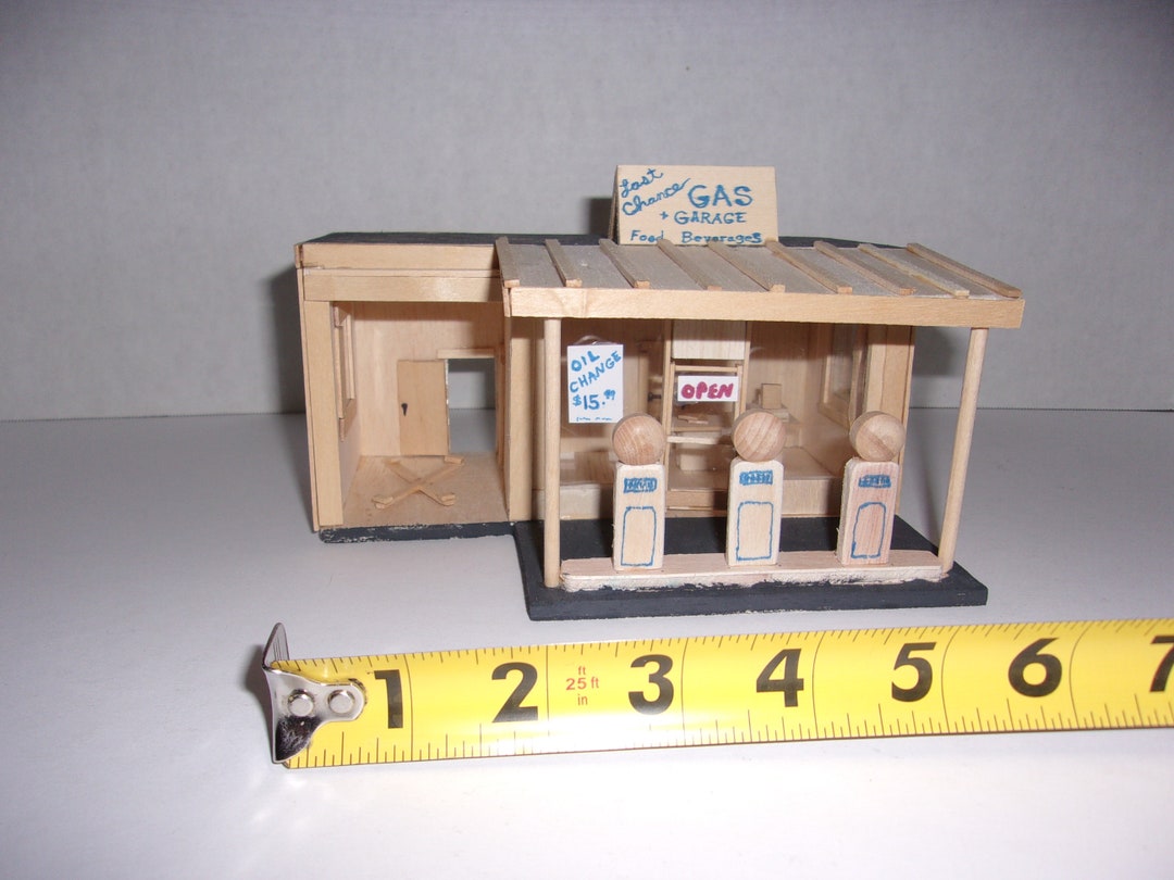 Handmade Small Scale Wood Gas Station, Ready to Paint, Supplies ...