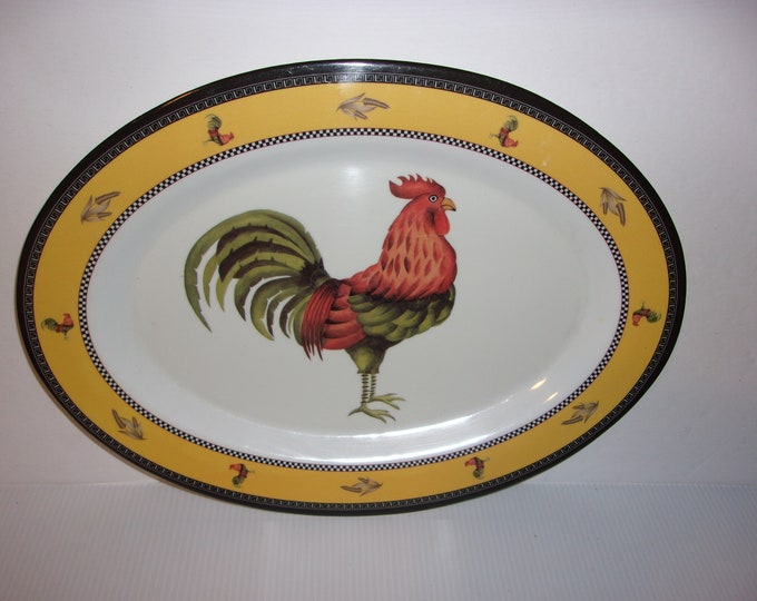 Vintage Serving Platter, Rooster Design, Melamine Ware, Gourmet Design ...