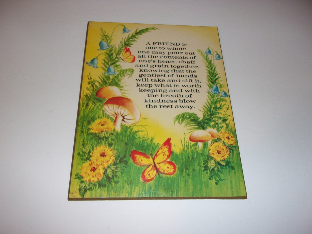 A Friend Poem, Print on Wood Vintage 1975, Crafts, Wooden Wall Hanging ...