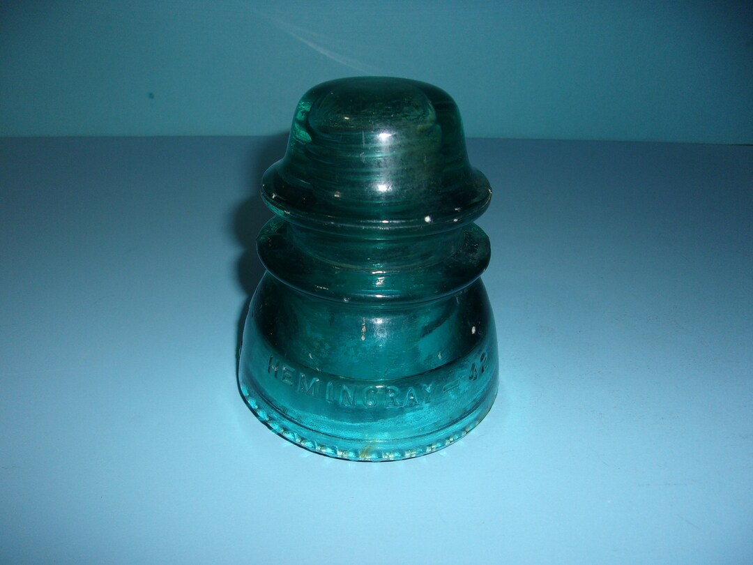Vintage Glass Insulator, Hemingray 42, Blue Color, Electrical Insulator ...