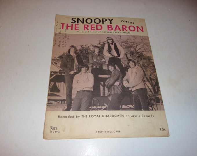 Vintage 1966 Snoopy Versus the Red Baron, Sheet Music - Royal Guardsmen ...