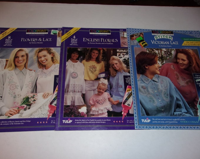 Group of New Colorpoint Paint Stitching Pattern Books, 20 Transfers ...