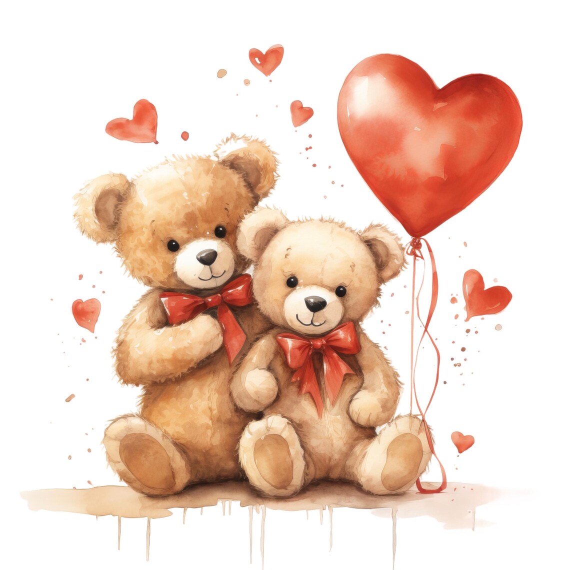 Valentines Day Teddy Bears Clipart Set, Sweet Valentine PNG, Love ...