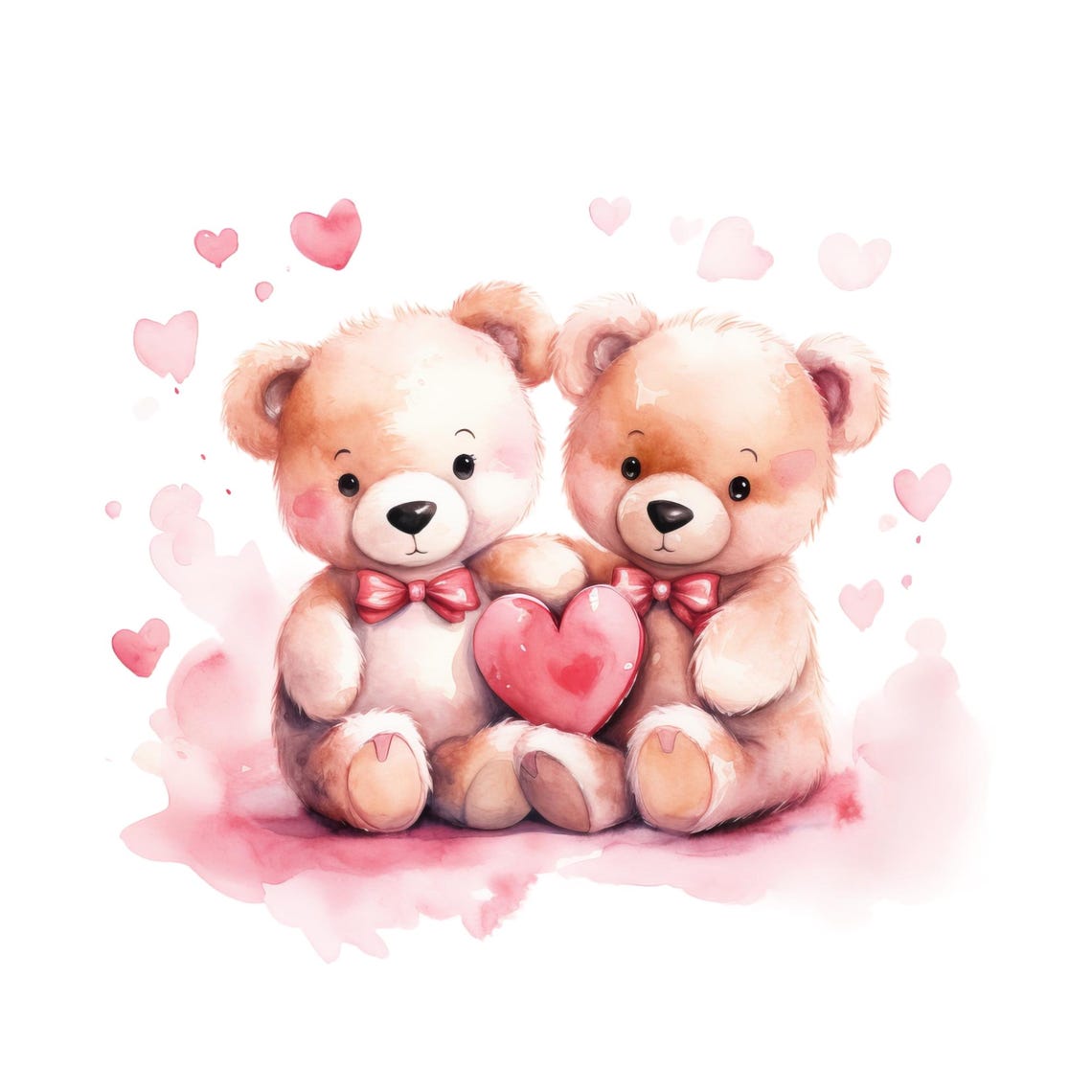 Valentines Day Teddy Bears Clipart Set, Sweet Valentine PNG, Love ...