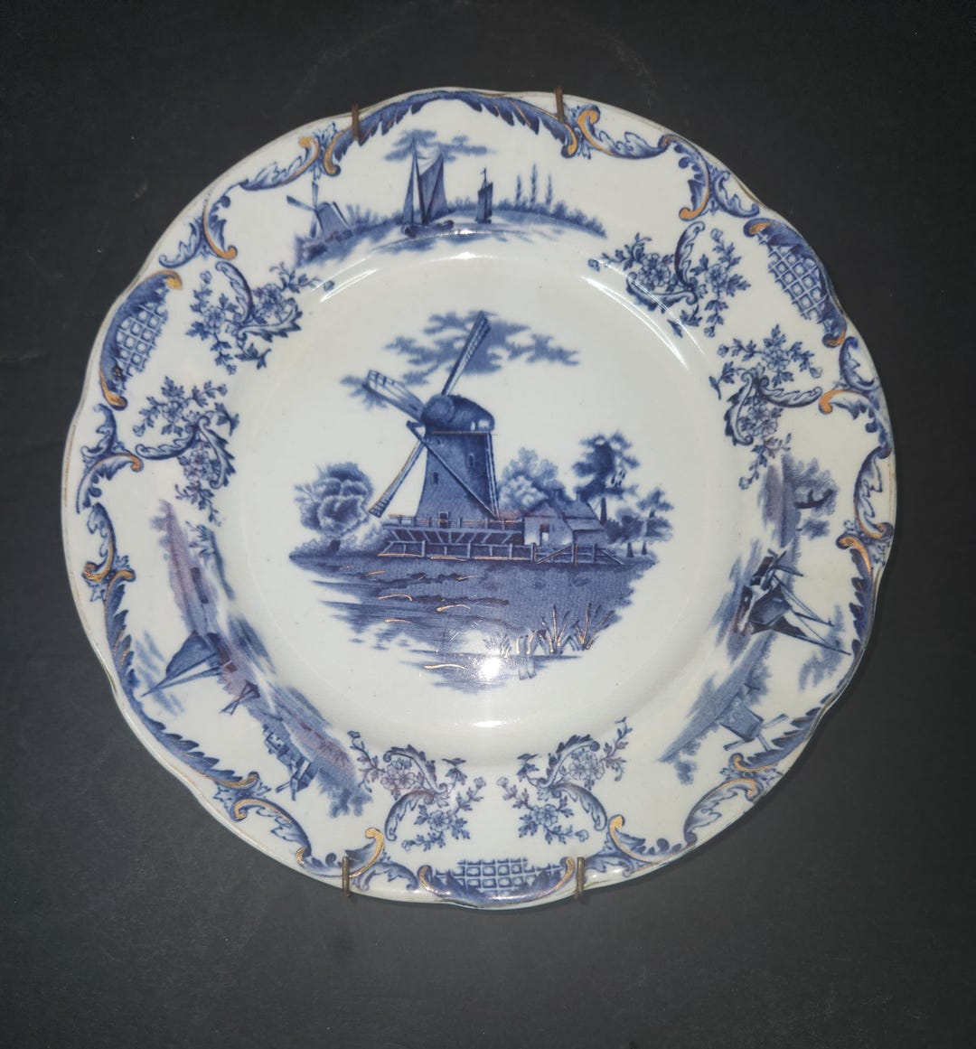 Delft Blue Transfer Ware Plate Upper Hanley England Pottery Semi ...