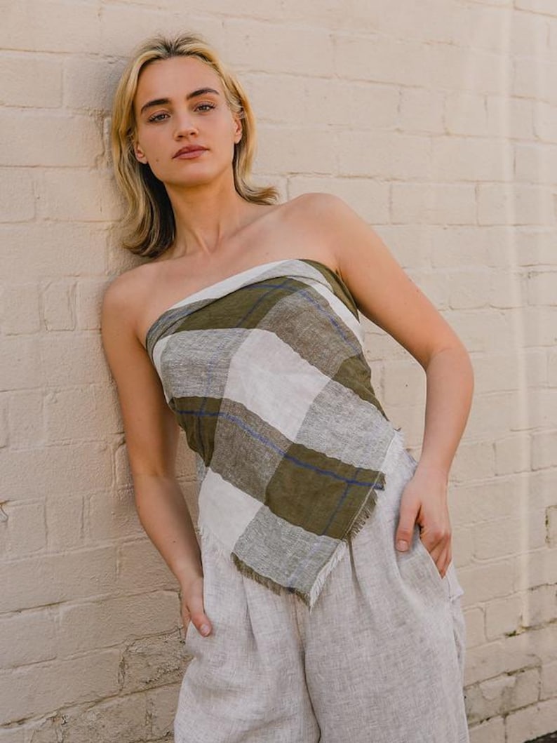 Triangular Linen Scarf – Matcha Green - Etsy UK